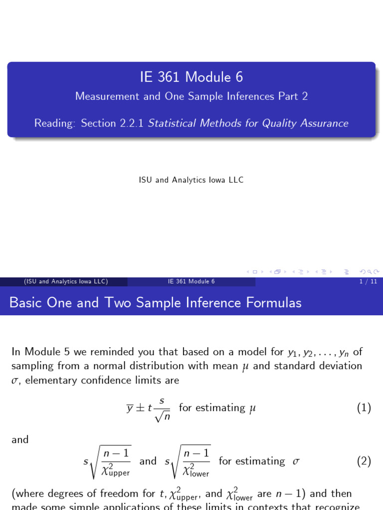 Module 6 2015 | PDF | Variance | Measurement