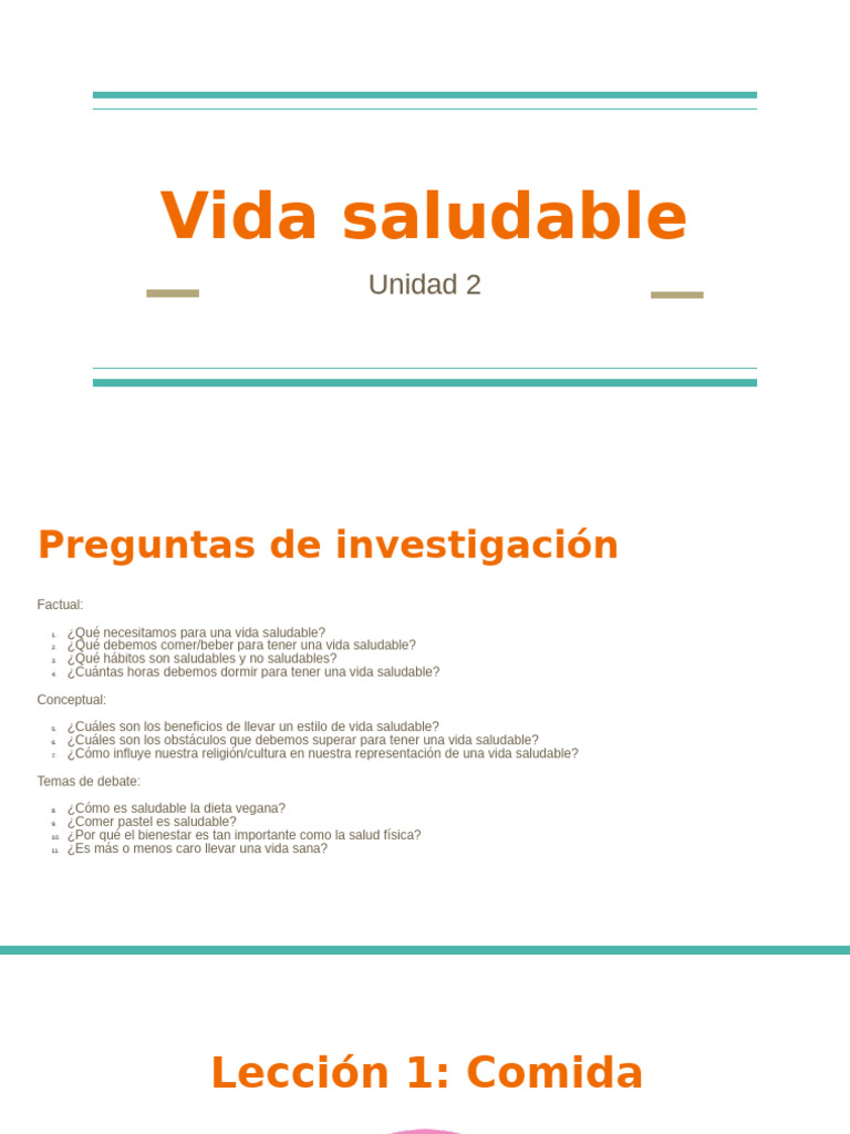 Claves para una Vida Saludable | PDF | Pronombre | Alimentos