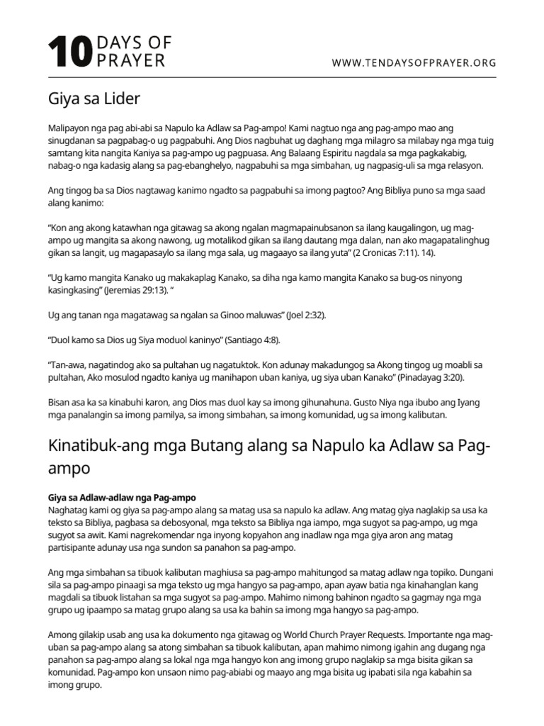 A Leader - S Guide 10 Days 2025 | PDF