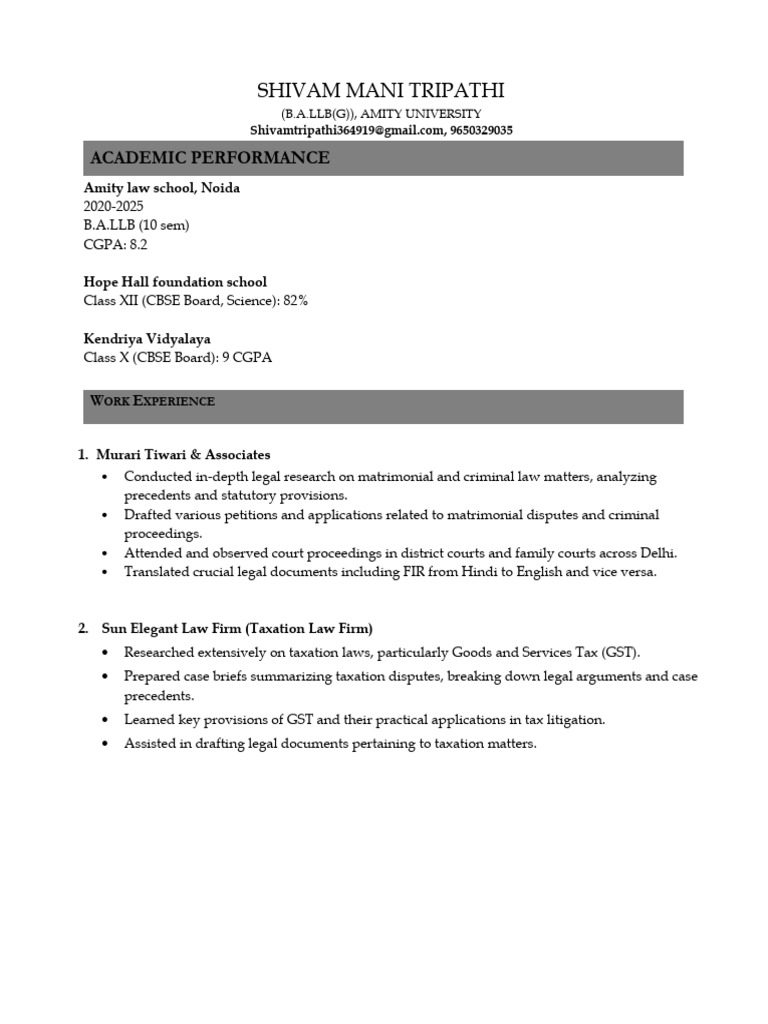 shivam tripathi cv (model) | PDF | Alternative Dispute Resolution | Justice