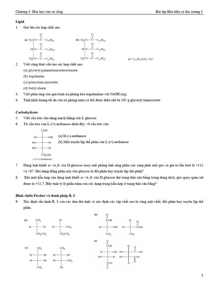Hoa Huu Co Dai Cuong-bai Tap Chuong 3-2020(C28Pe) | PDF