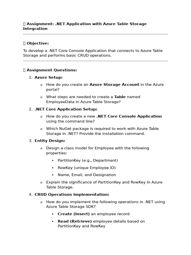 DotNet Assignment With Azure Table Storage | PDF | Command Line Interface | Microsoft Azure