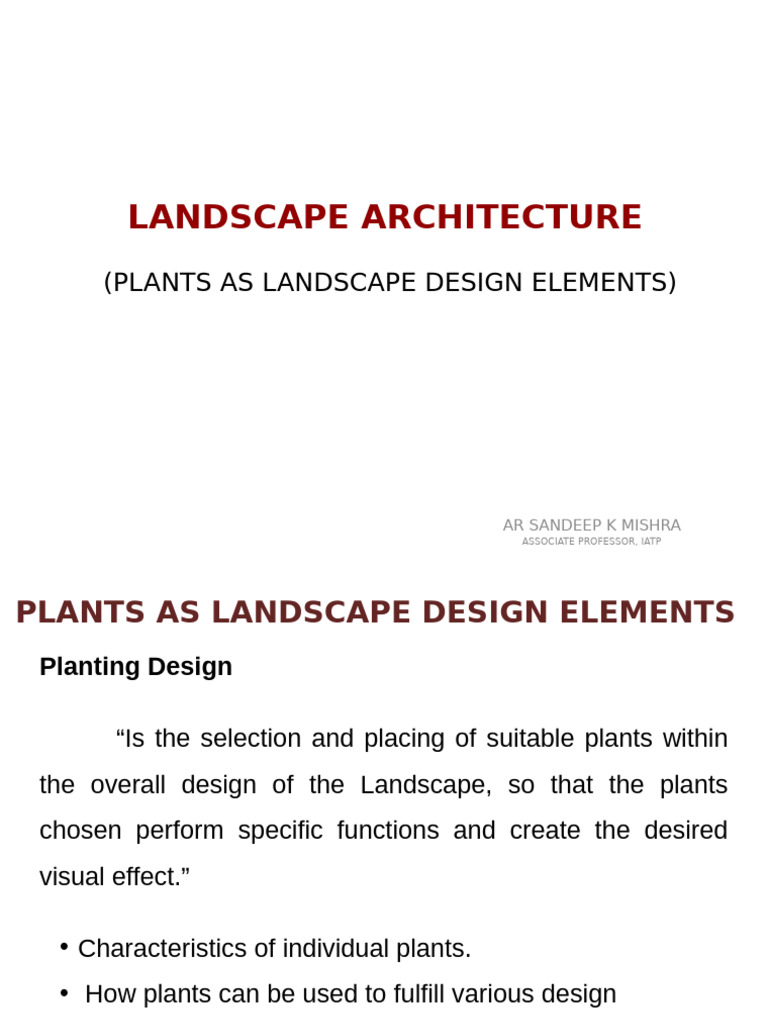 Plants in Landscape Design Elements | PDF | Landscape | Leaf