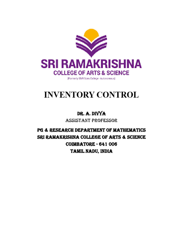 Inventory Control | PDF | Demand | Inventory