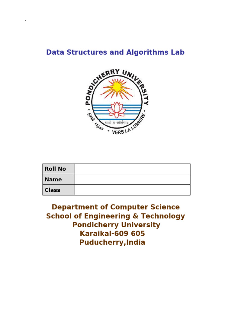 Data Structures & Algorithms Lab Guide | PDF