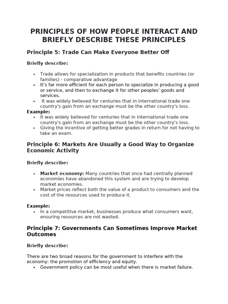 Principles of How People Interact and Briefly Describe These Principles ...