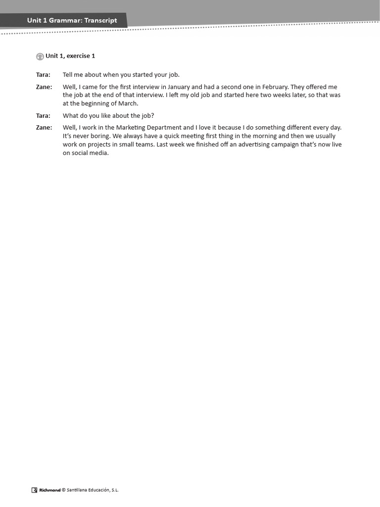 NY4 Grammar worksheets Unit 1 Script | PDF