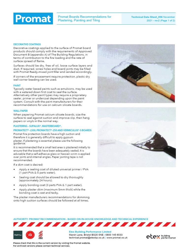 Promat TDS056 BoardFinishes Nov21 WM | PDF | Paint | Tile