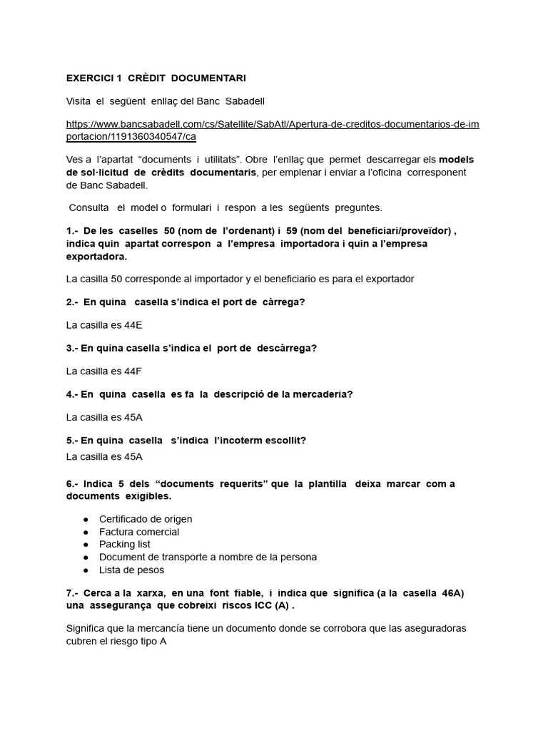 Tasca 1 Crèdit Documetari | PDF