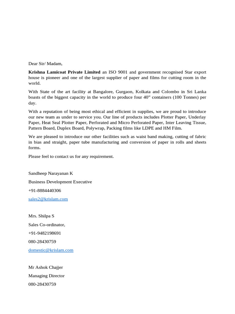 Intro Letter | PDF