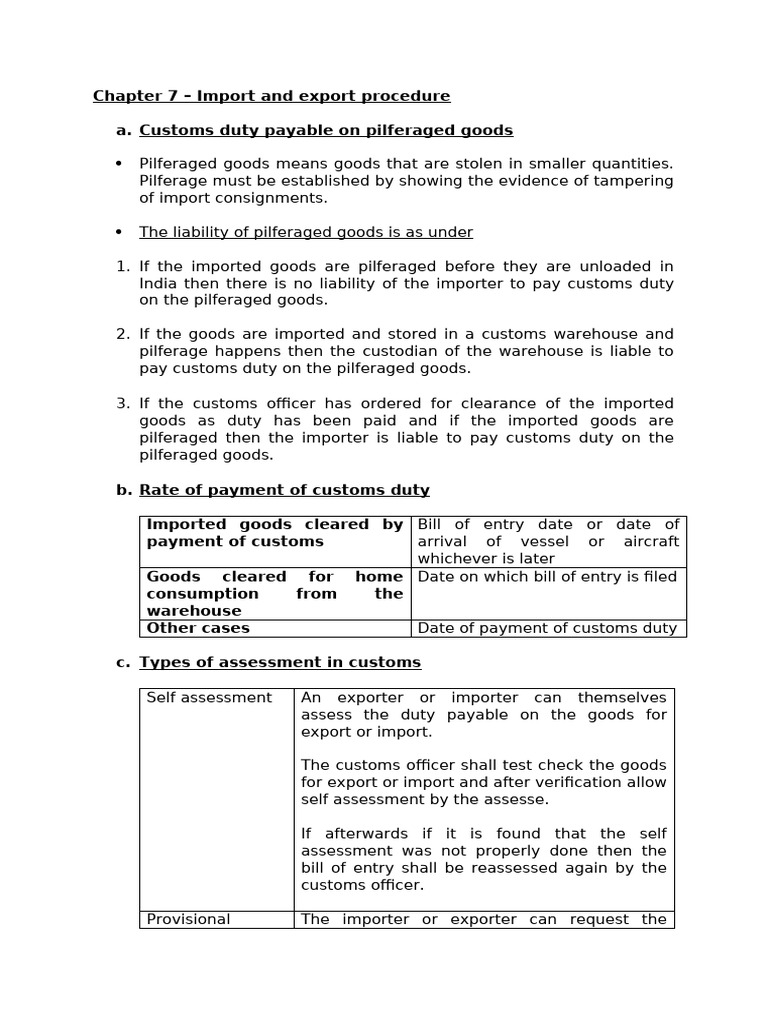TYBAF Sem 6 Indirect Taxes Chapter 7 Import and Export Procedure | PDF ...