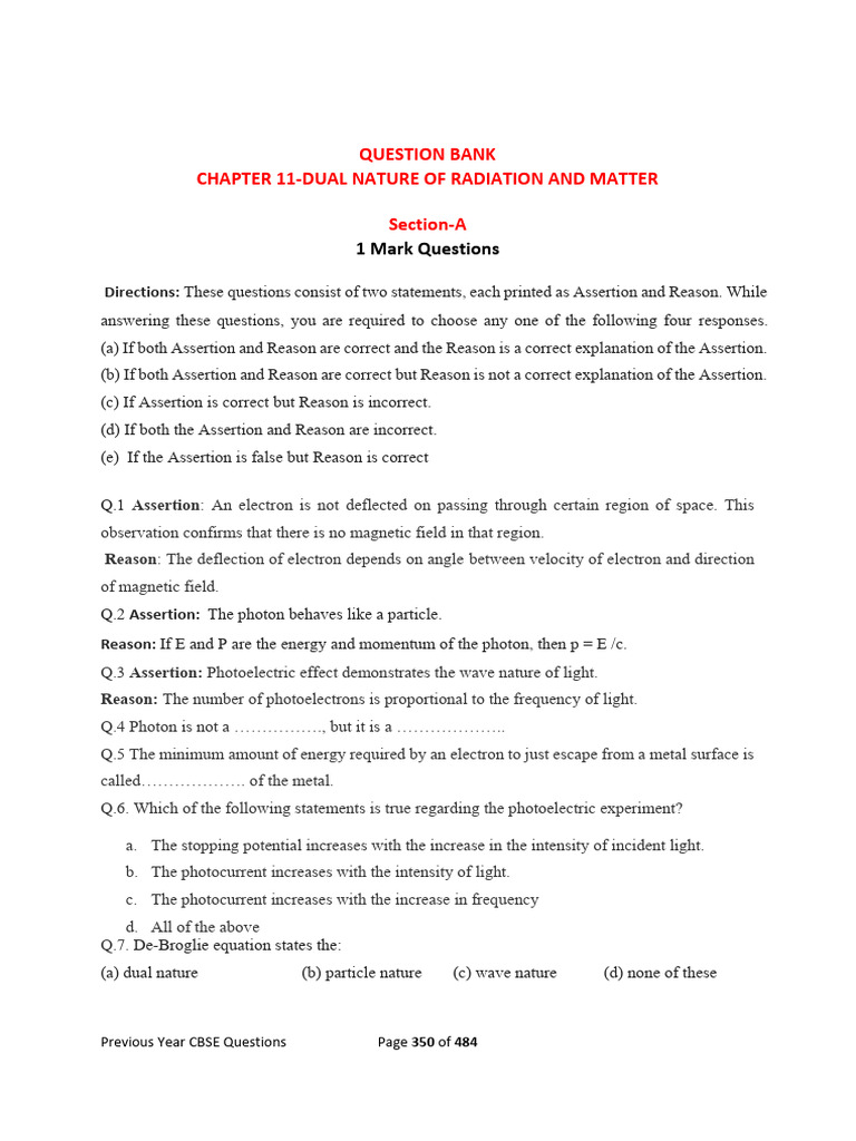XII Physics Question Bank | PDF | Photoelectric Effect ...