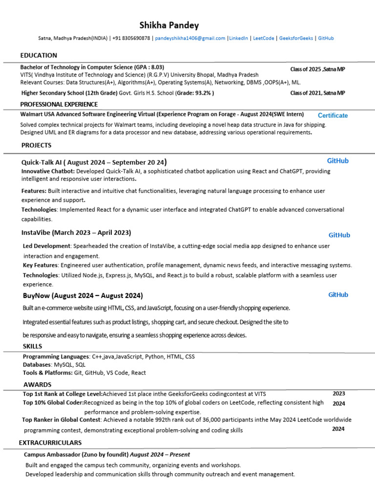 Shikha Pandey's Tech Skills & Projects | PDF | Databases | Computing