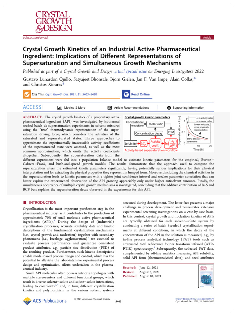 Quilló Et Al 2021 Crystal Growth Kinetics of An Industrial Active ...
