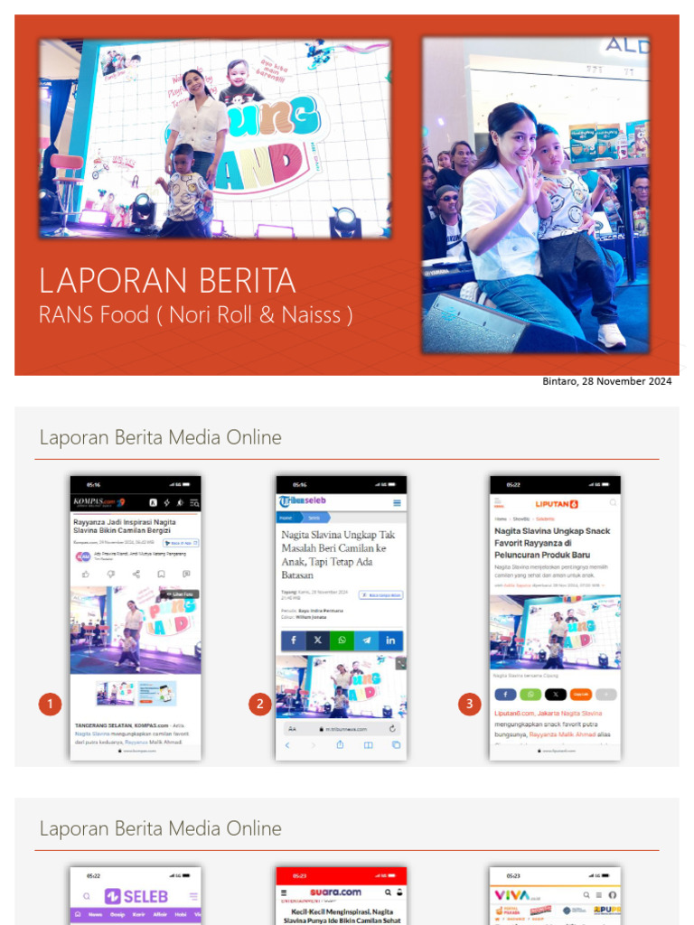 Laporan Berita Media Online Presscon RANS food - 28112024 | PDF