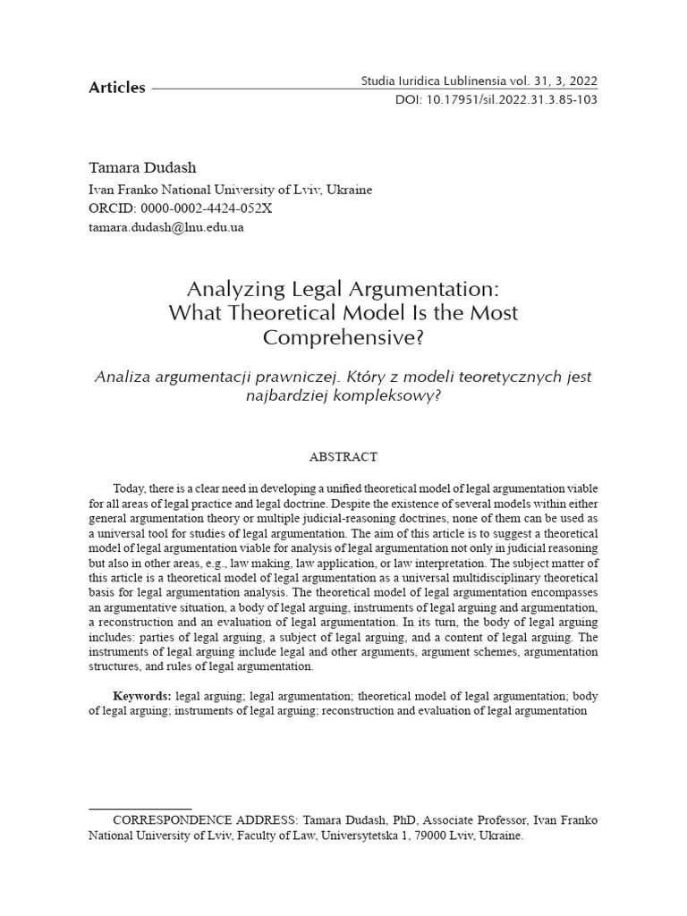 Comprehensive Legal Argumentation Model | PDF | Argument | Theory