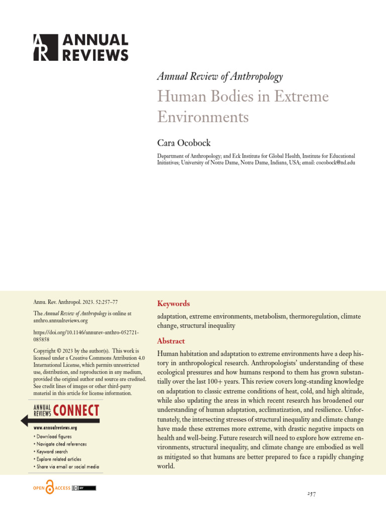 Human Bodies in Extreme Annurev-Anthro-052721-085858 | PDF ...