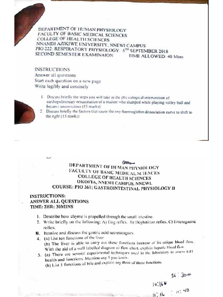 Physio (2nd Quiz) Theory PQ by Njoku Godswill | PDF