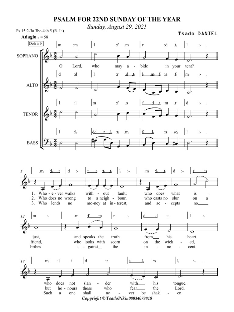 Psalm For 22nd Sunday of The Year - Tsado Daniel | PDF