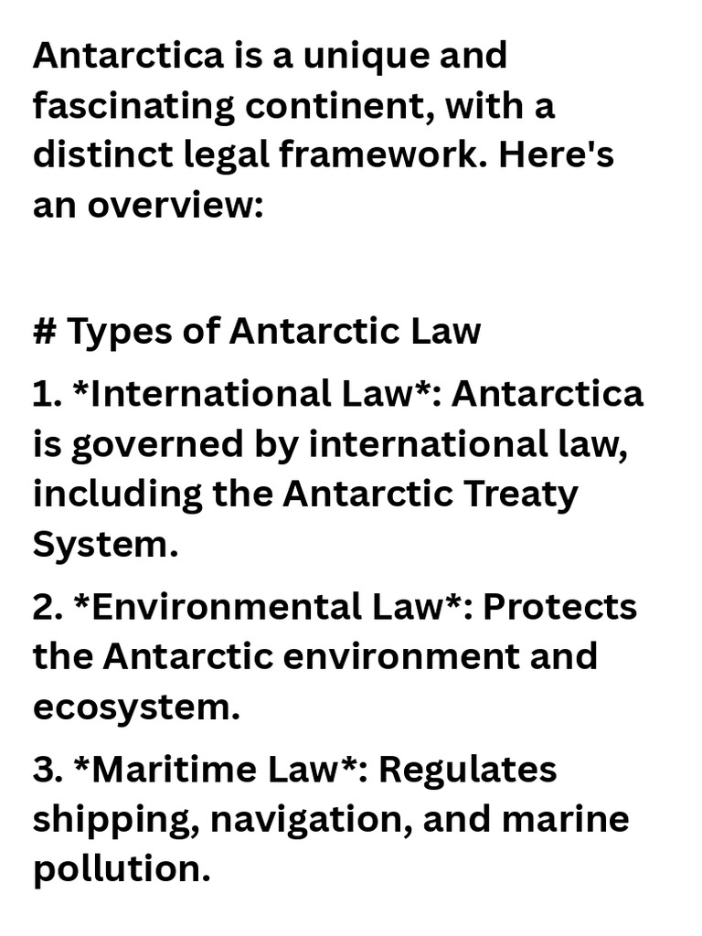 Antarctic Legal Framework Overview | PDF