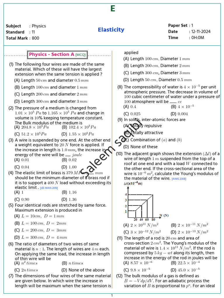 Elasticity__1731416701 | PDF | Elasticity (Physics) | Young's Modulus