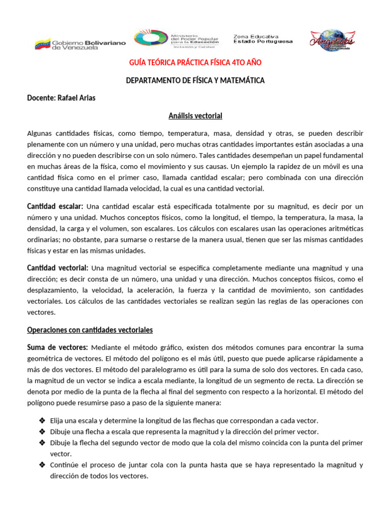Guía de Análisis Vectorial | PDF | Vector Euclidiano | Geometría euclidiana