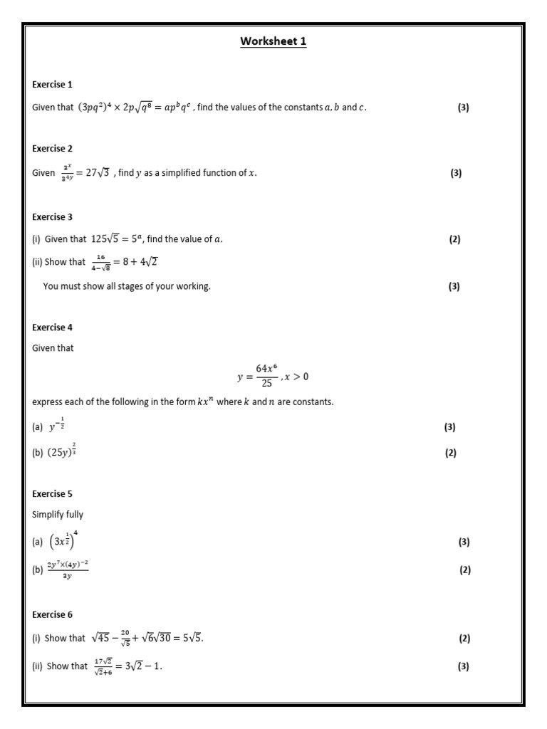 Chapter 1_P1_worksheet | PDF