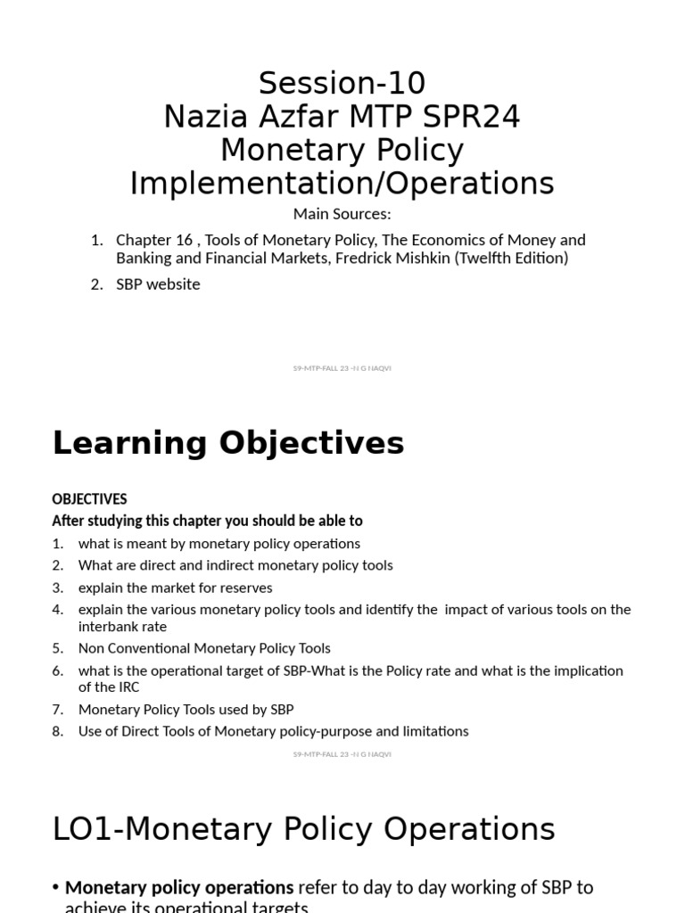 Session 11-Monetary Policy Implementation and Operations | PDF | Demand ...