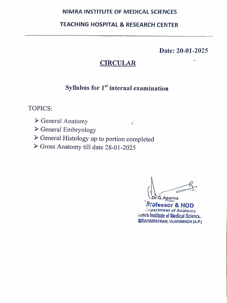Syllabus of 1st Internal Examination | PDF
