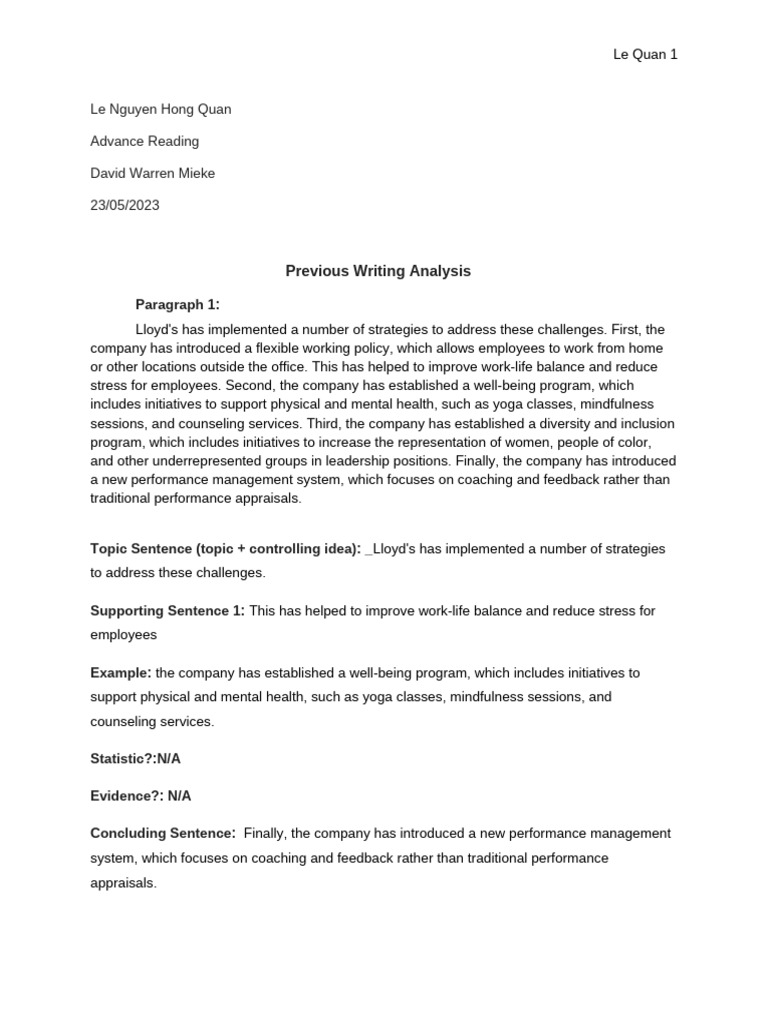 Le Nguyen Hong Quan-Previous Writing Analysis | PDF | Diversity ...