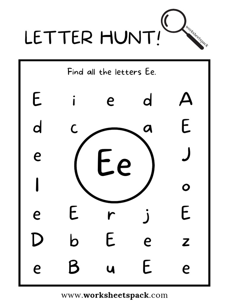 Find The Letter E Worksheet Alphabet E Hunt Activity Free Printable For ...