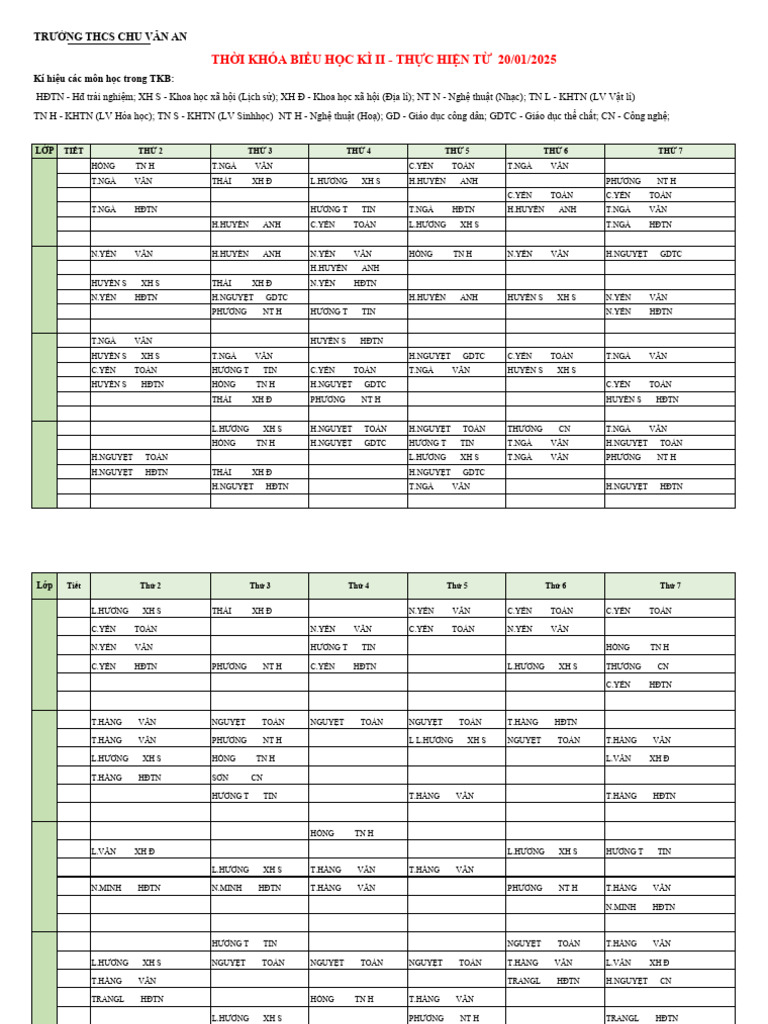 Cva TKB Hoc Ki Ii Tu 20 - 01 - 2025 | PDF