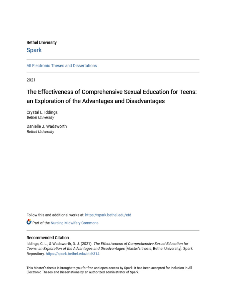 The Effectiveness of Comprehensive Sexual Education For Teens - An ...