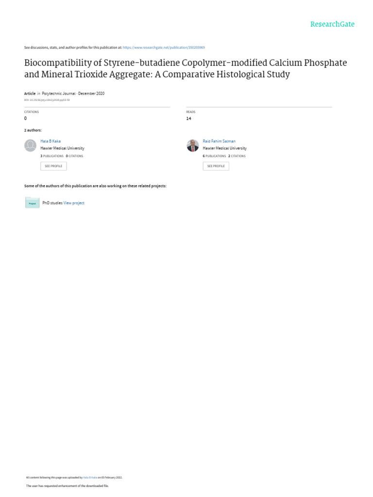 Biocompatibility of Styrene-Butadiene Copolymer-Modified Calcium ...