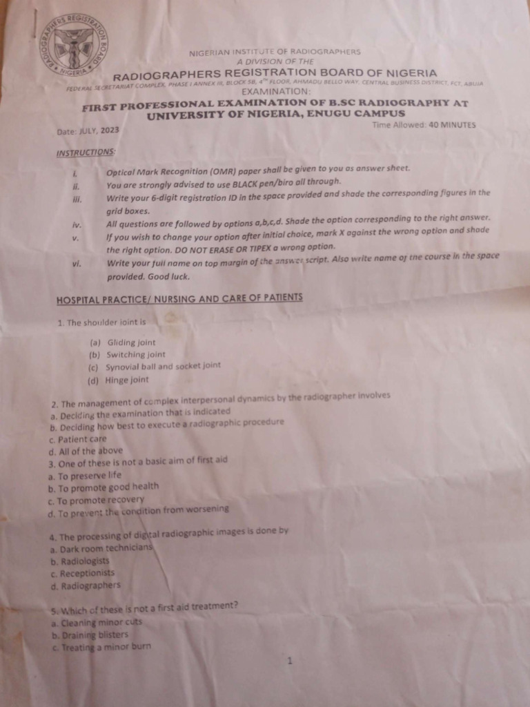 Hospital Practice 1ST Prof. Exam (Unec) | PDF