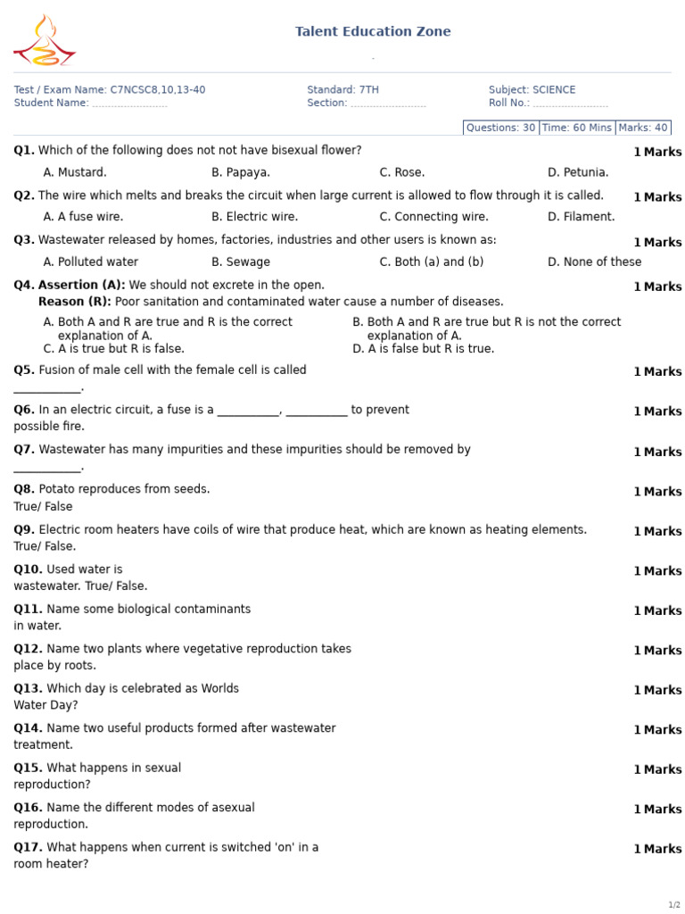 C7NCSC8,10,13 40 7TH Science | PDF | Reproduction | Sanitary Sewer