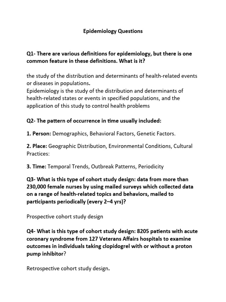 Epidemiology Correct Answers | PDF | Cohort Study | Screening (Medicine)