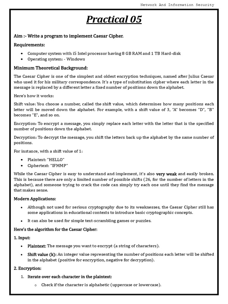 Practicals For Computer Engineering | PDF | Encryption | Cryptography