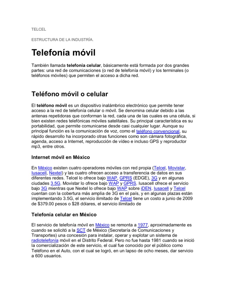 TELCEL | PDF | Identificación de frecuencia de radio | Teléfonos móviles
