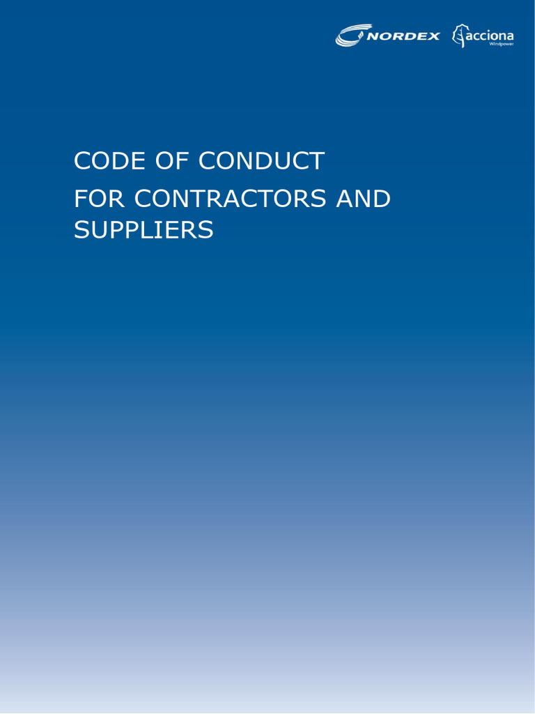 Nordex Group Supplier Code of Conduct | PDF | Supply Chain | Regulatory ...