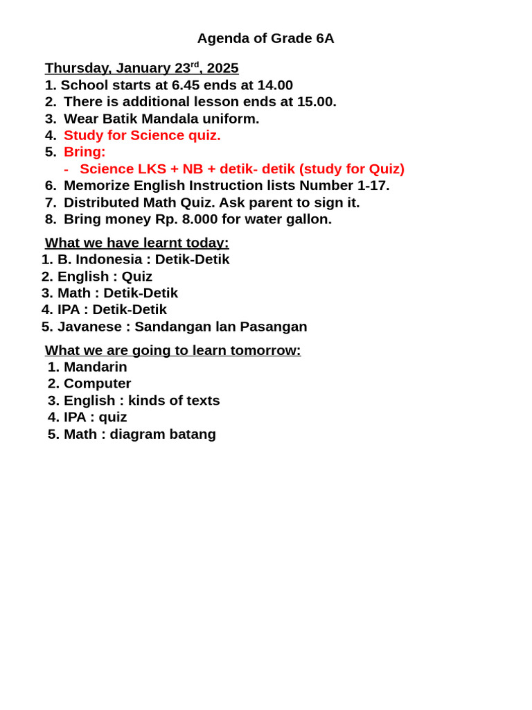 Agenda Januari 23 2025 Pdf