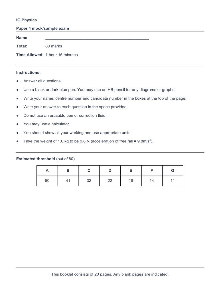 IG Physics Practice Paper 4 | PDF | Transformer | Mains Electricity