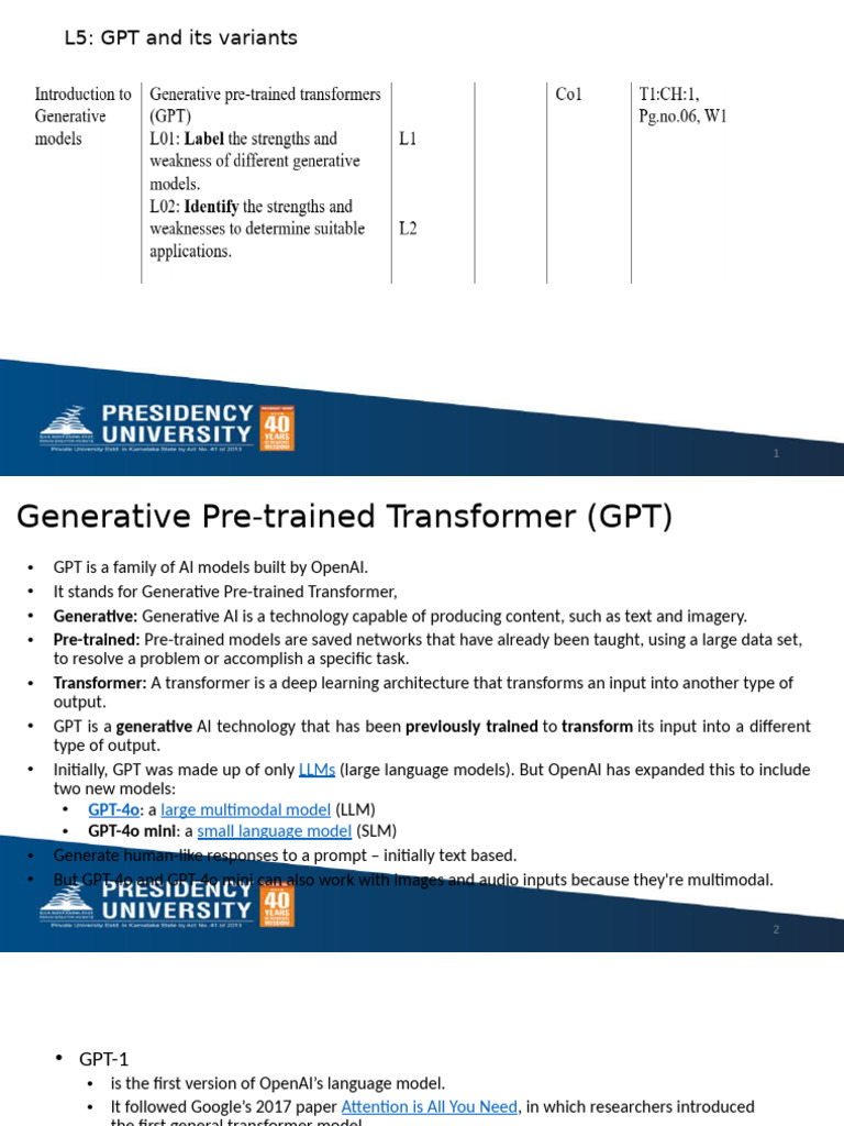 Module1 L5 GPT Variants | PDF | Computing | Applied Mathematics