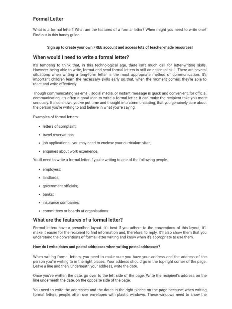 What is a Formal Letter_ - Twinkl | PDF | Argument | Human Communication