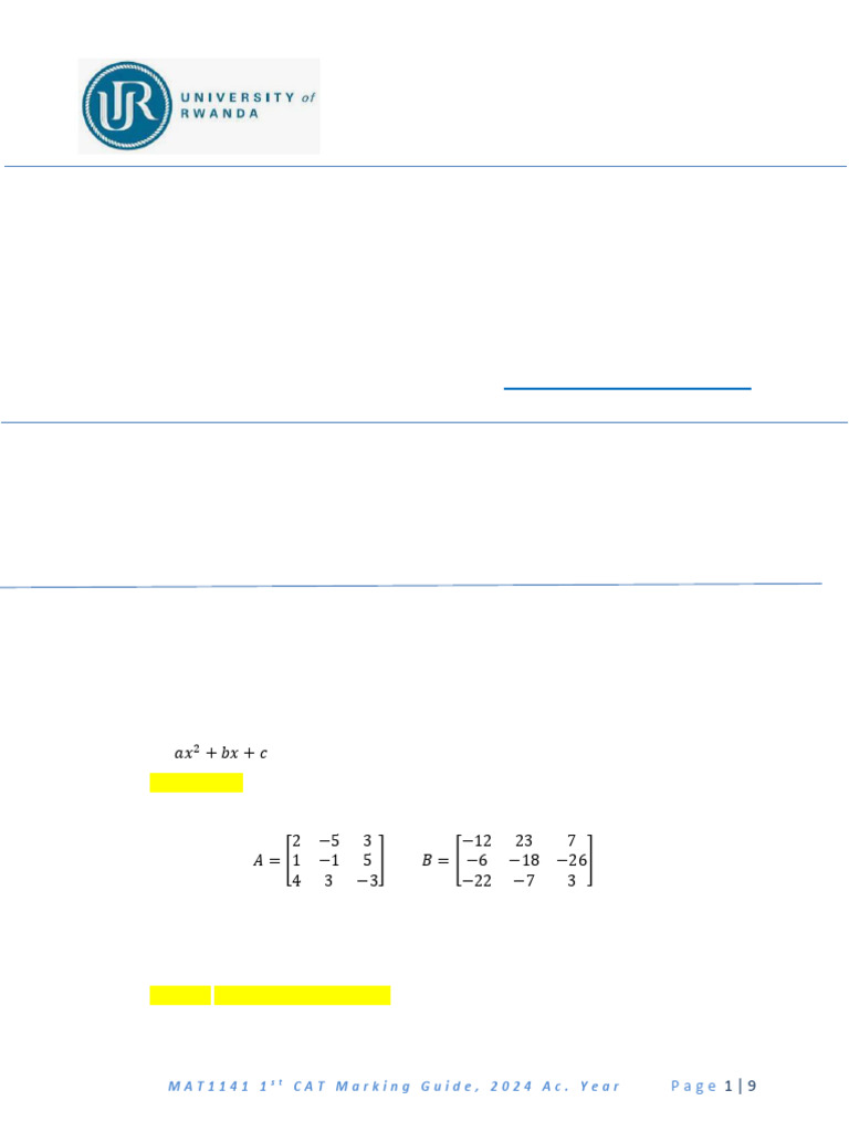 MAT1141 Continuous Assessment Guide | PDF | Functions And Mappings | Mathematical Logic