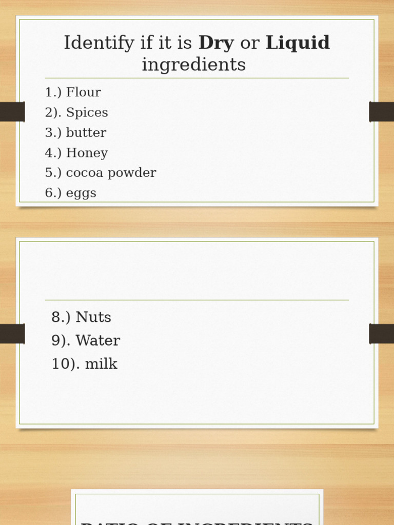 PPP - For Correct Proportion,& Ratio of Ingredients | PDF | Ratio | Foods