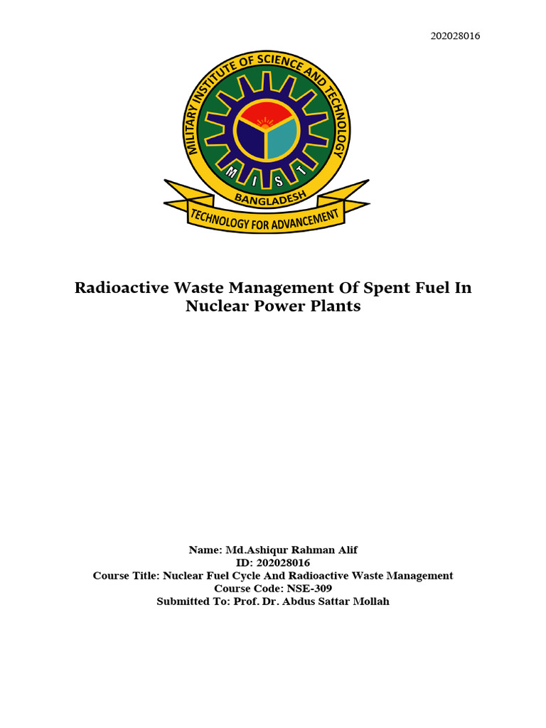 Radioactive Waste Management in Nuclear Plants | PDF | Nuclear Fuel ...
