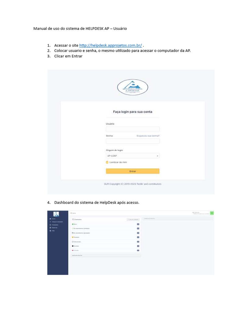 Manual de uso do sistema de HELPDESK AP | PDF