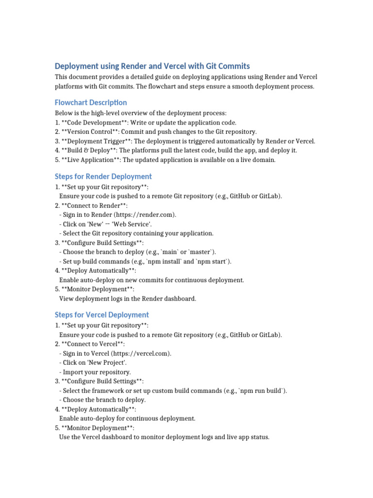 Render & Vercel Deployment Guide | PDF