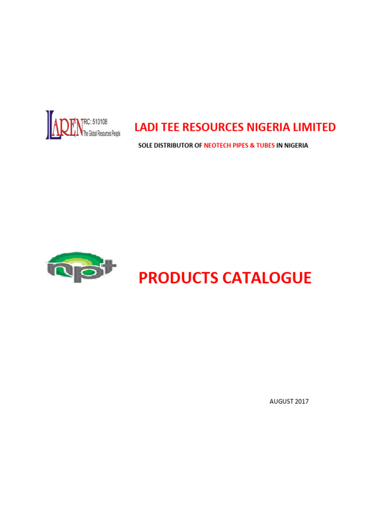 Neotech Pipes & Tubes Product Catalogue | PDF | Pipe (Fluid Conveyance ...